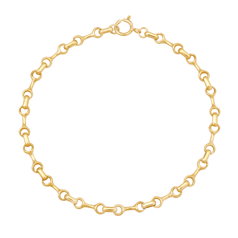 Small Fine Double Beam Chain Bracelet in 14K Yellow Gold | Gabriela ...