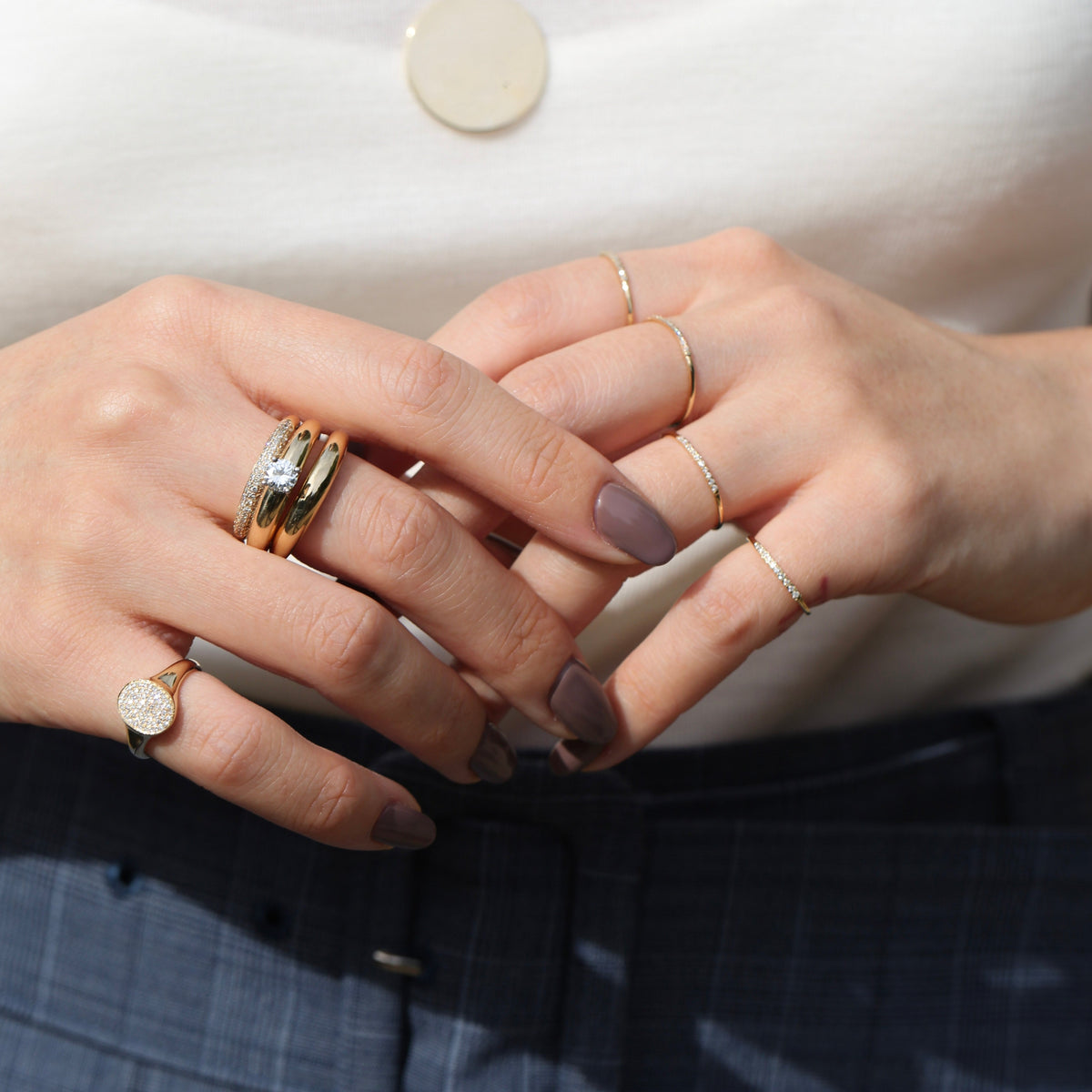 Mini Axis Ring with White Pavé Diamonds
