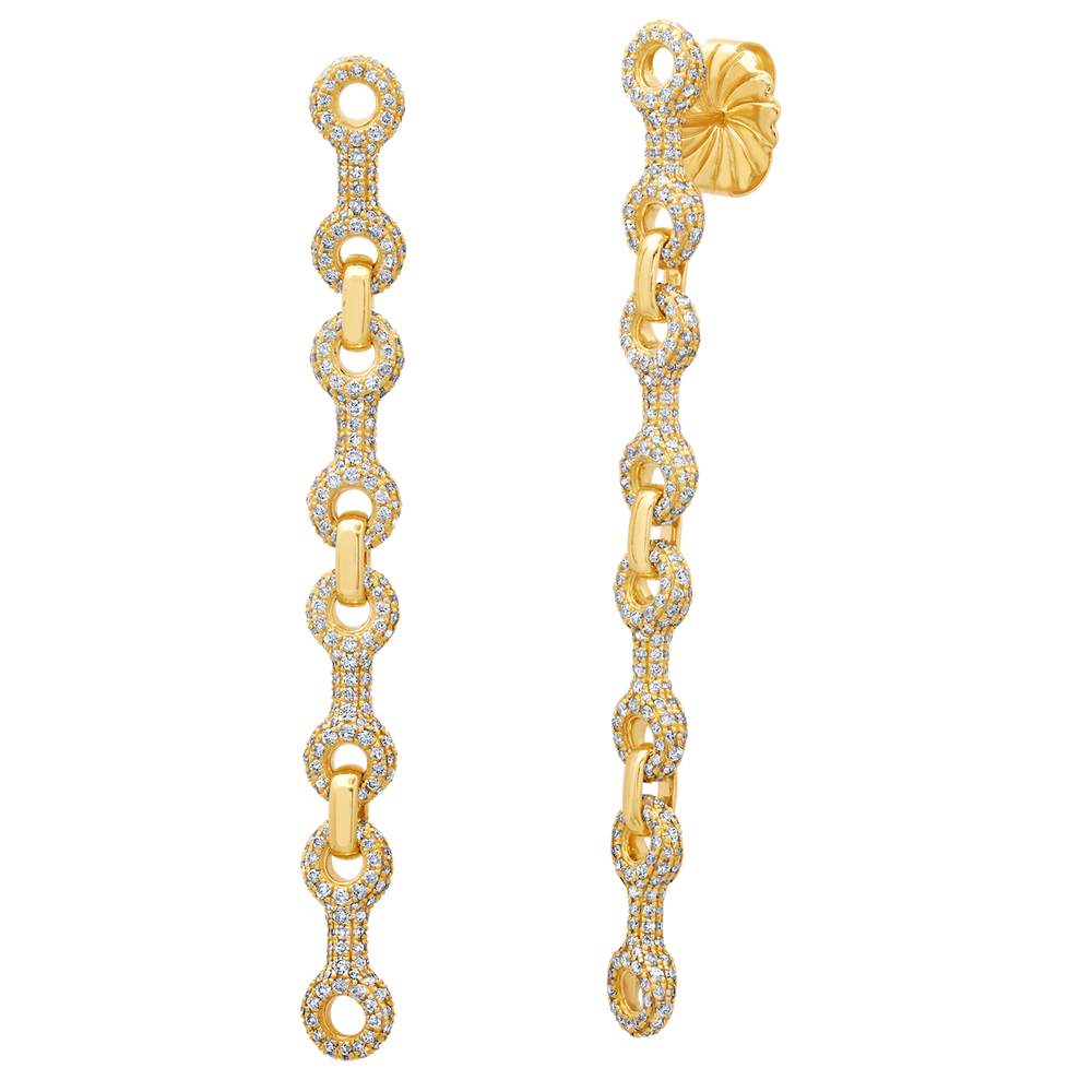 15 MM Pavé Double Beam Chain Earrings | Gabriela Artigas + CO