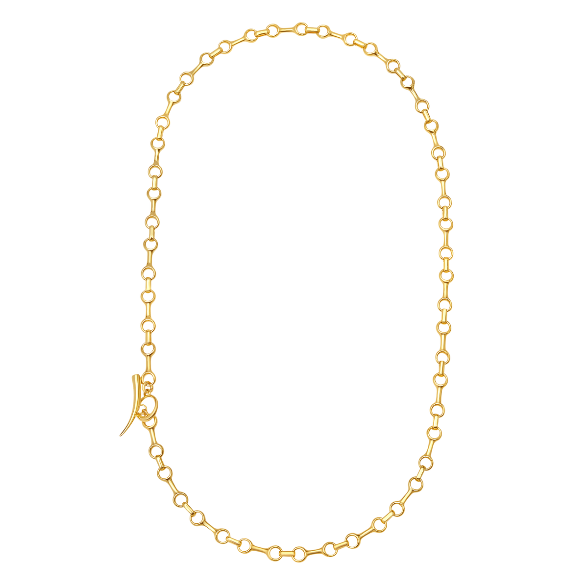 Fine Double Beam Chain Necklace with Tusk Clasp