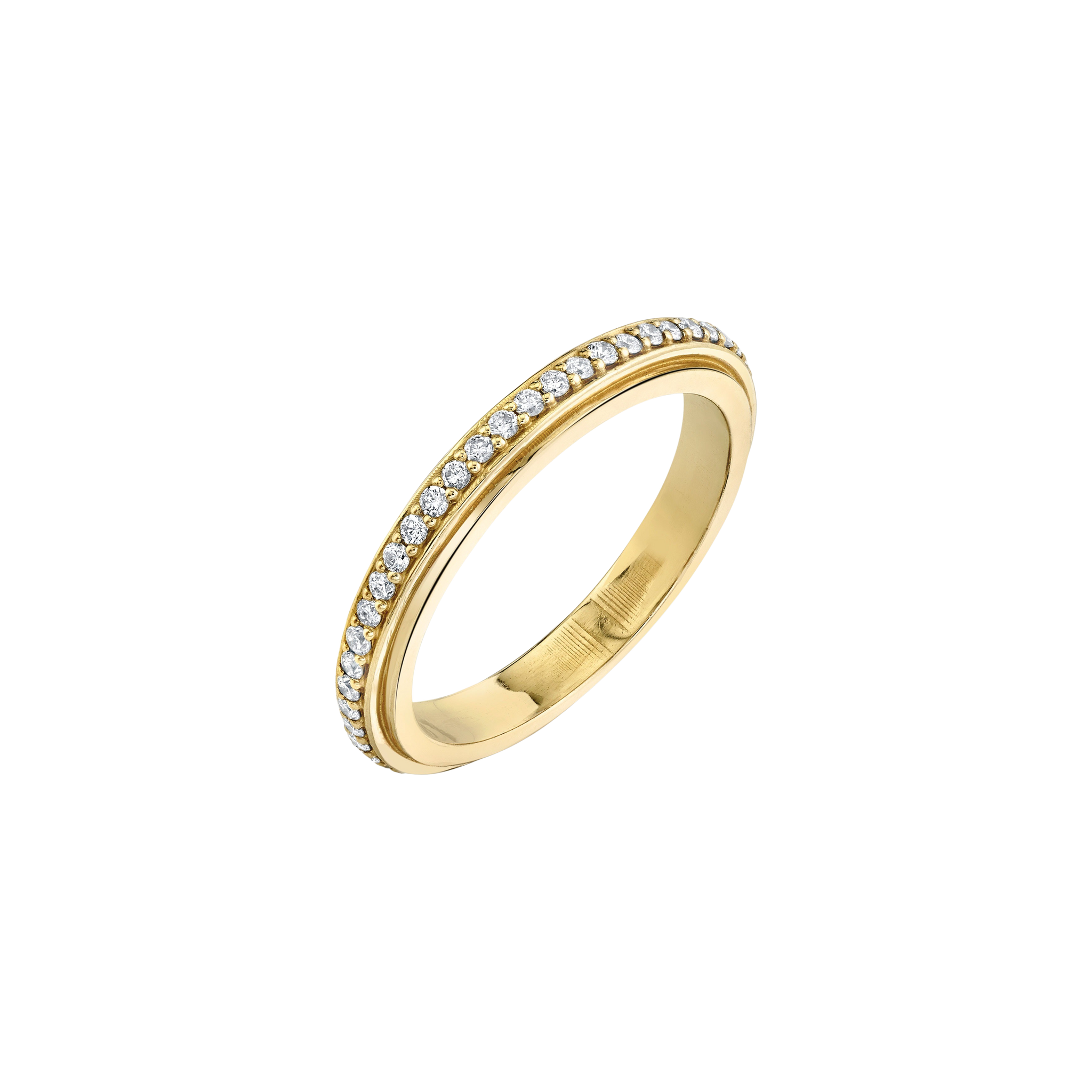 Track Ring with Pavé White Diamonds